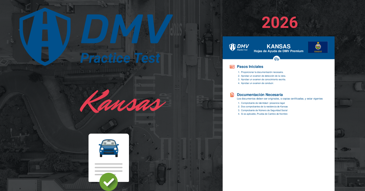Hoja de Ayuda para la Prueba de la Licencia de DMV del 2026 de Kansas ...